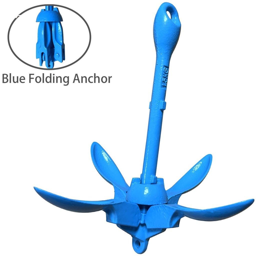 Boat Set Accessories Marine Anchor Folding Anchor Blue Four-Prong Boat ...
