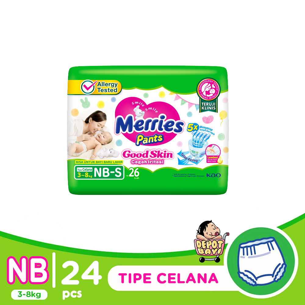 Merries Good Skin NB-S40 - BABY DIAPERS PANTS (3-8)kg | Shopee Philippines