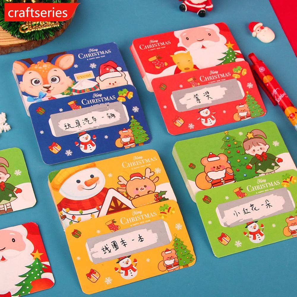 CRAFTSERIES 20Pcs Cartoon Christmas Reward Scratch Card Film Coated ...