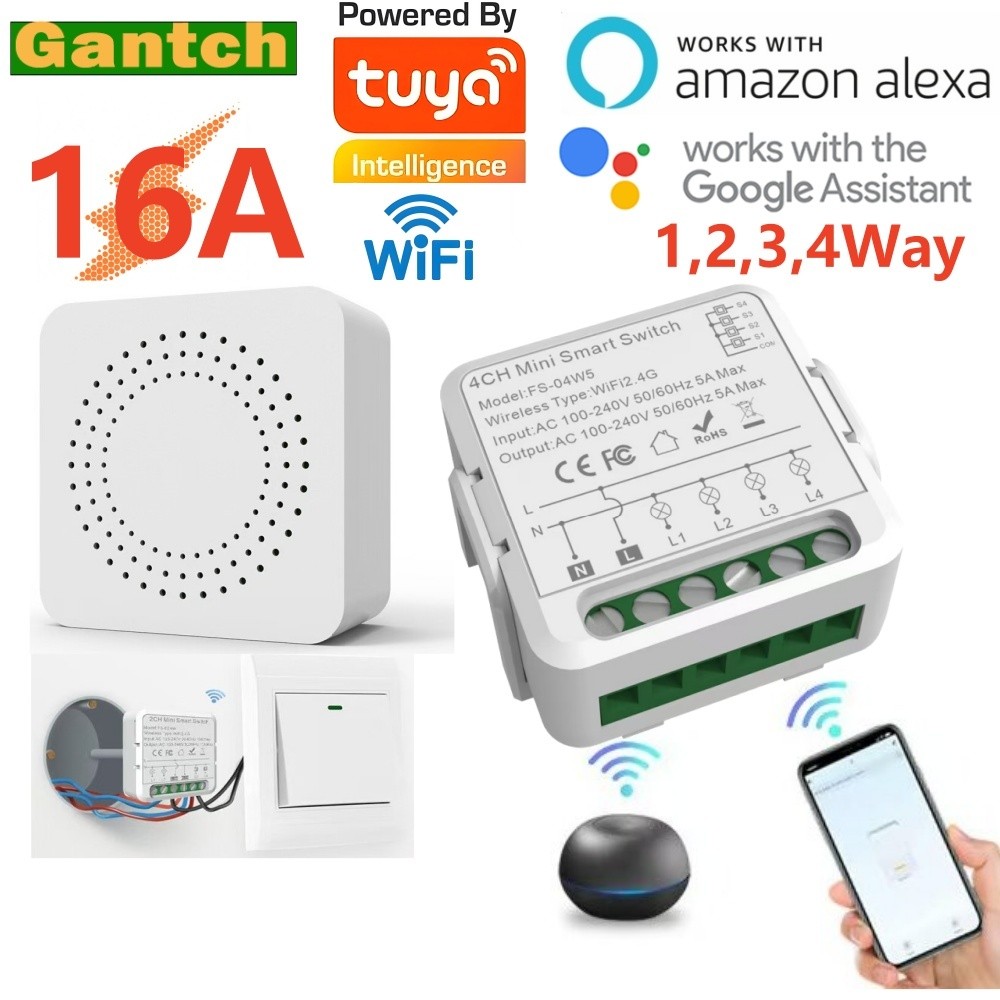 16A mini WiFi switch Smart switch Breaker Tuya power monitoring with ...