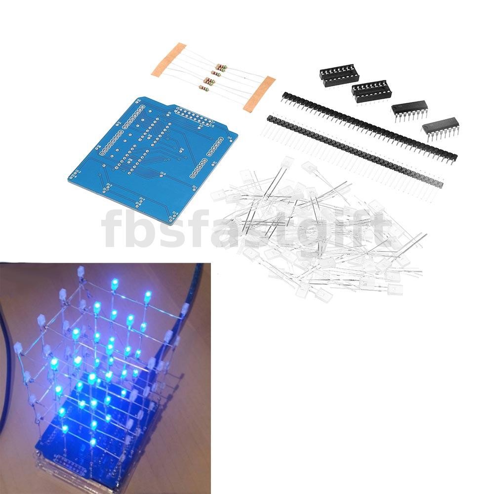 4x4x4 Blue Led Light Cube Kit 3d Led Diy Kit For Arduino Smart Electronics Led Cube Kit Shopee