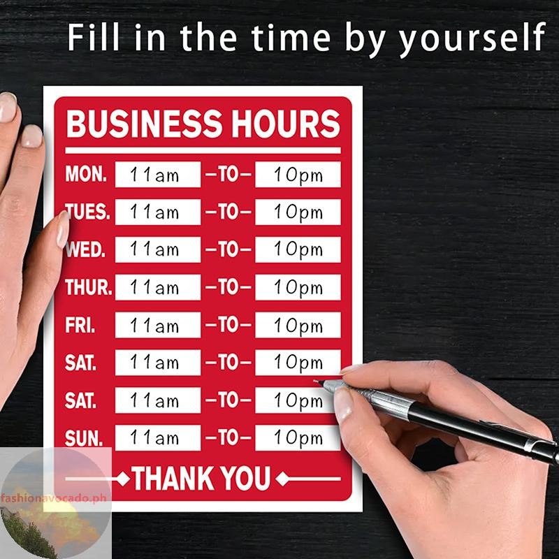 FHPH PVC Business Hours Open/Closed Sign Sticker Label For Shop Office ...
