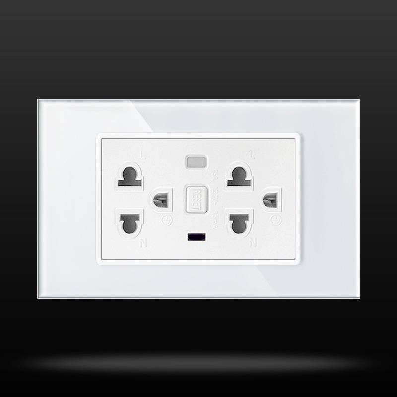 Leakage Protection Socket 118 American Two-Bit Glass White Panel Series ...