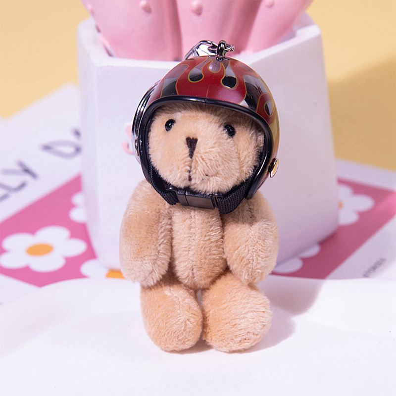 WY Korea Korea Ins Jewelry Cute Motorcycle Helmet Letter Bear Keychain ...