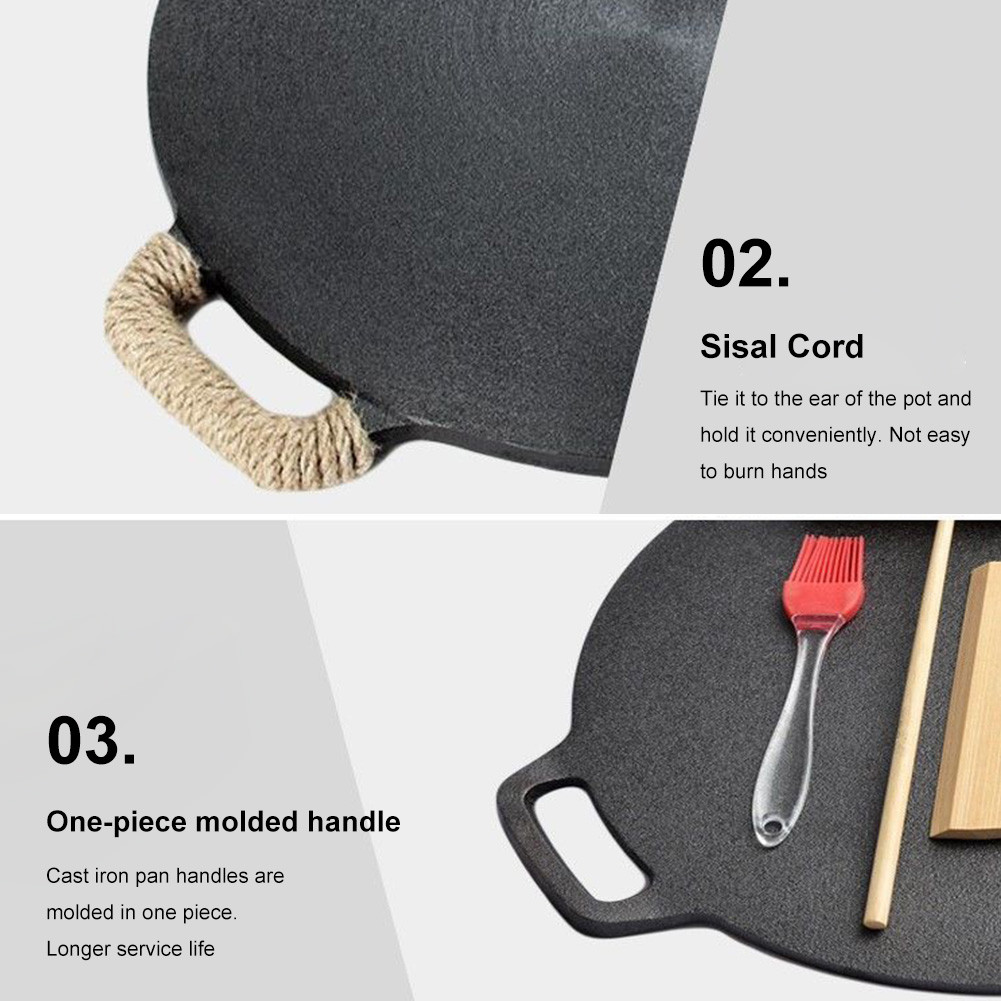 Cast iron grain pancake pan, iron plate frying pan, griddle, gas stove ...