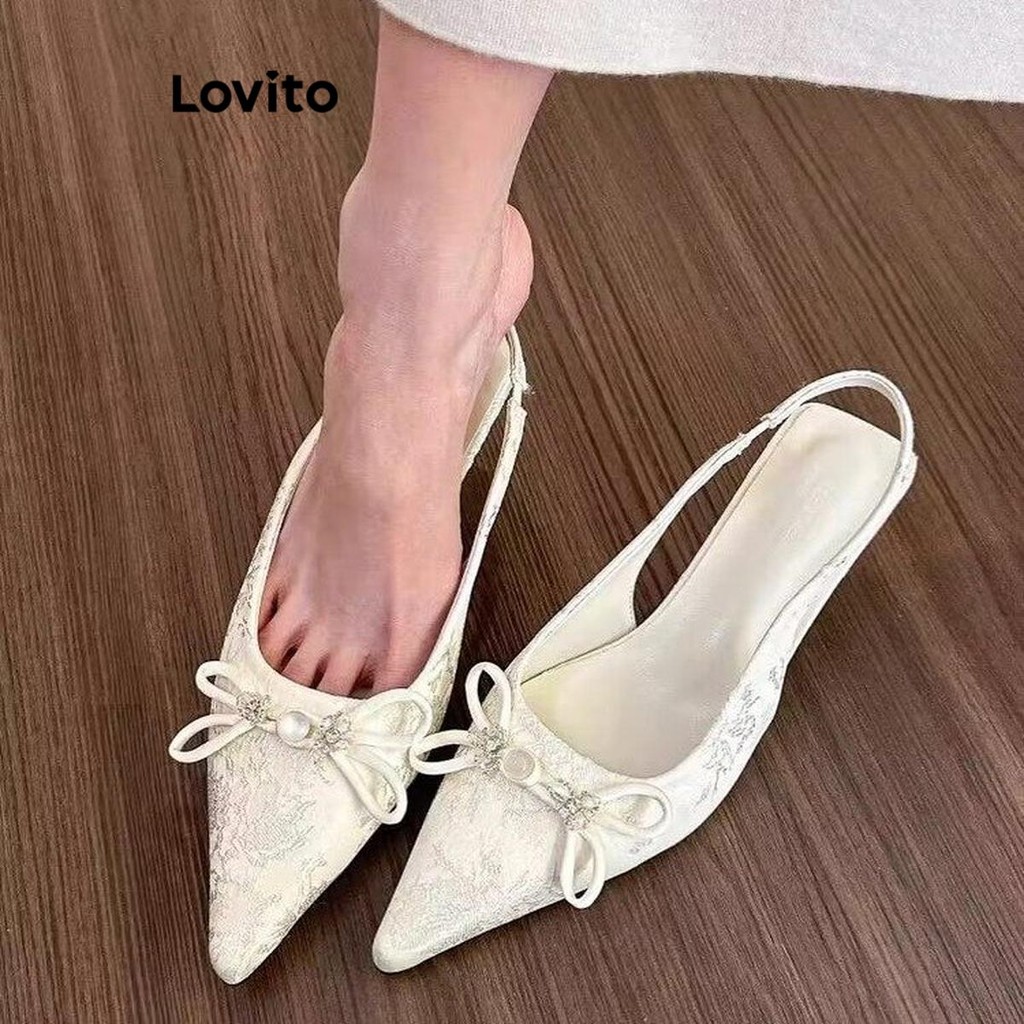 Lovito Women Elegant Plain French Style Chinese Button Retro Pointed ...