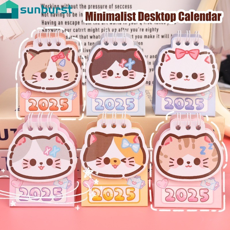 2025 Cute Cat Small Desk Calendar - Yearly Monthly Daily Planner ...