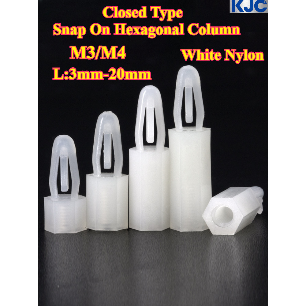 [KJC-KSLJZ] White Nylon, Closed Type Snap On Hexagonal Column, M3/M4 ...