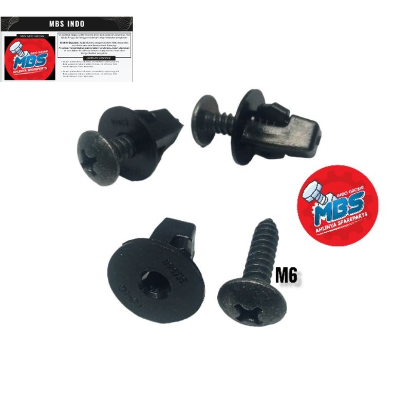 Plastic button clip for mounting bolts + coarse thread bolts m6 Toyota ...