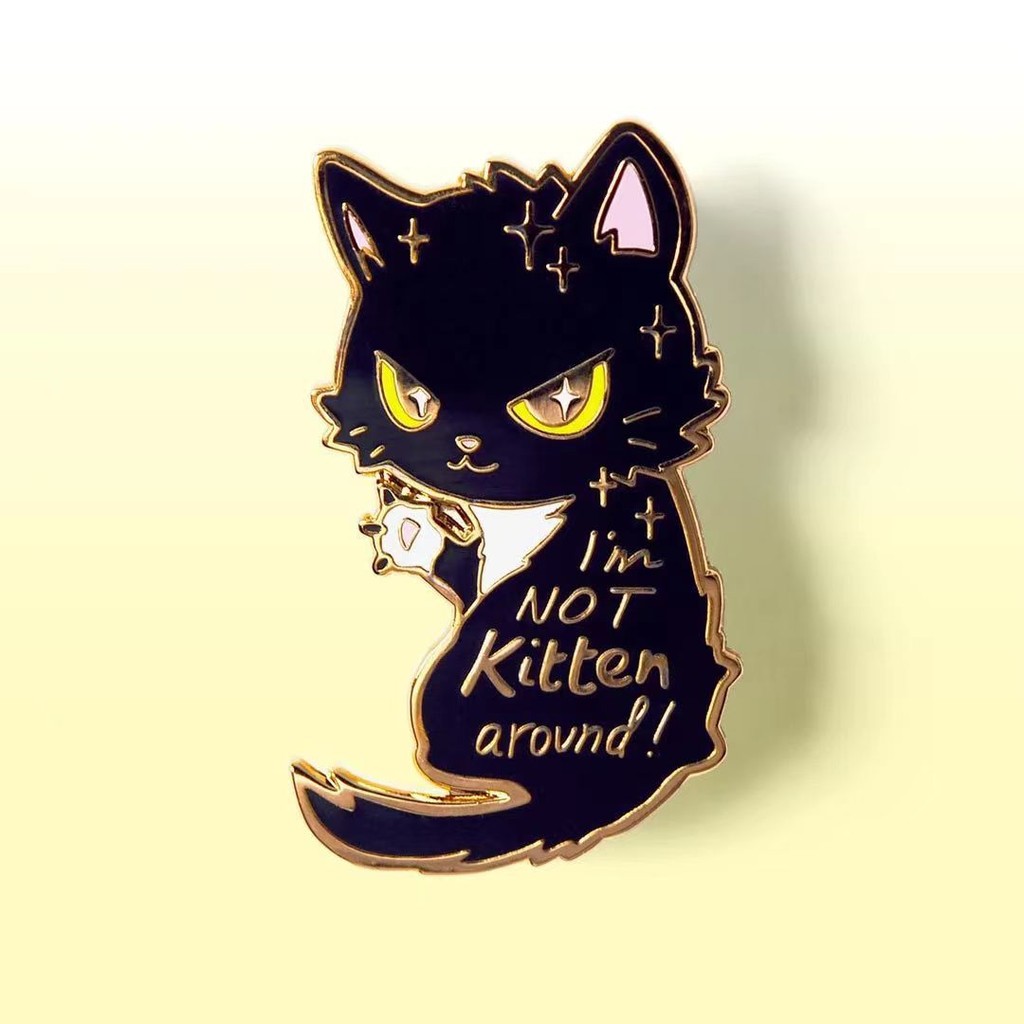 Cat cos cos Enamel Brooch Unique Little Black Cat Metal Japanese ...