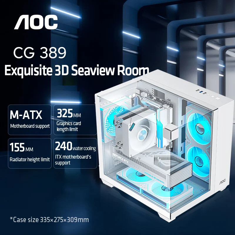 AOC CG389 Gaming MATX Desktop PC Case Computer Chassis Seaview Room ...