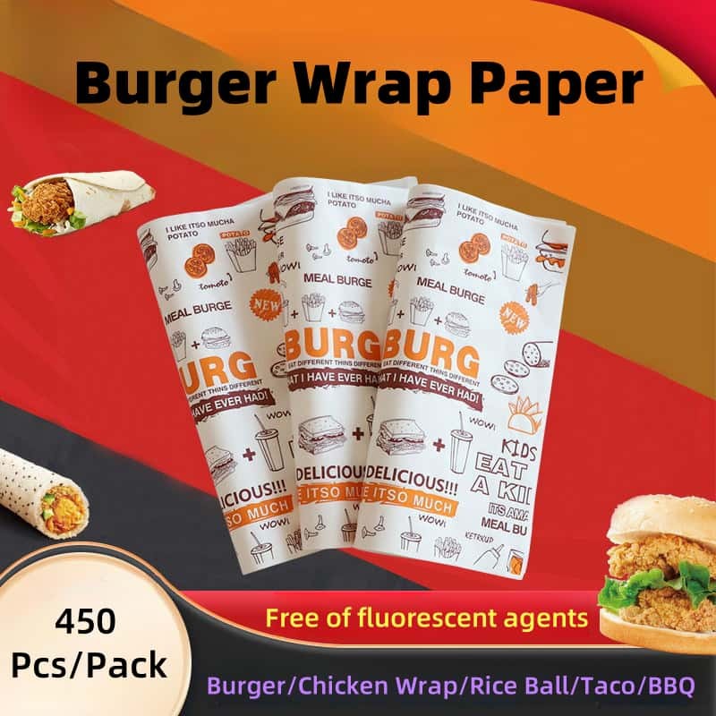 70/200pcs Cheerful Burger Wrapping Paper for Fast Food & Party Use (Eco ...