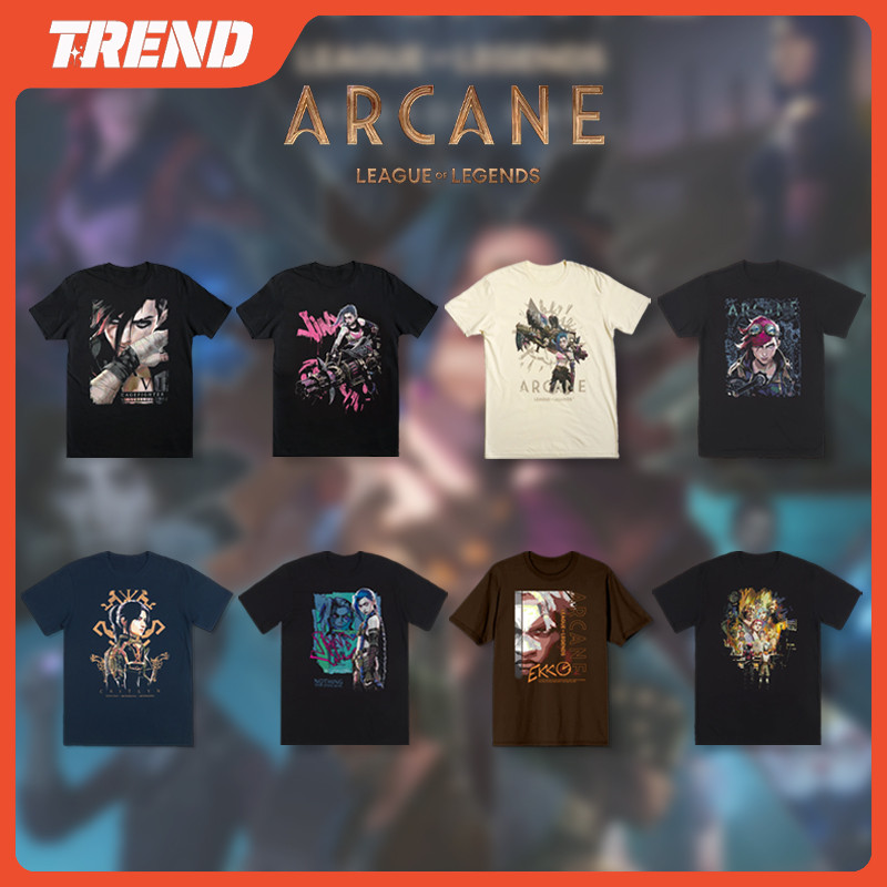 LEAGUE OF LEGENDS ARCANE Merch Cotton T-shirt Plus Size JINX EKKO VI ...