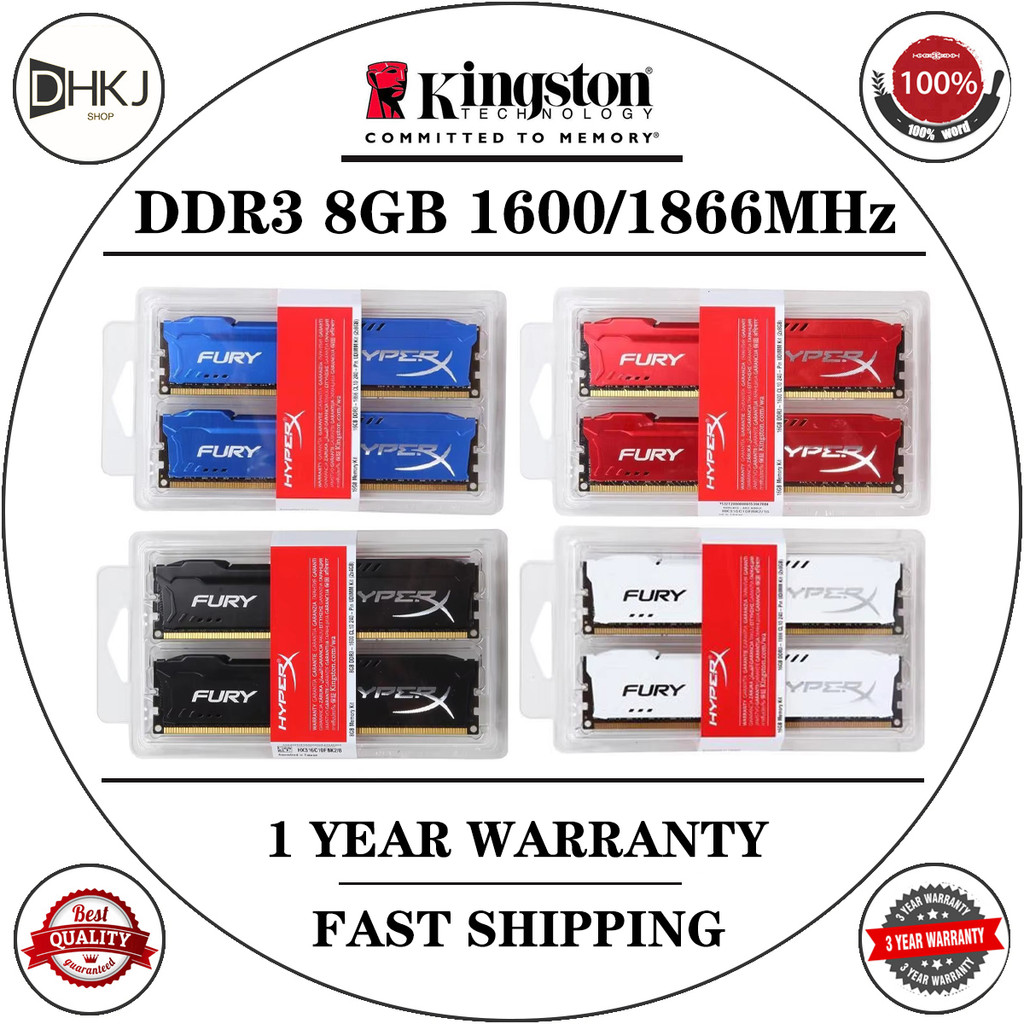New Kingston HyperX FURY DDR3 8GB RAM 1600MHz 1866MHz Desktop RAM 1.5V DIMM PC3-12800 PC3-14900 ...