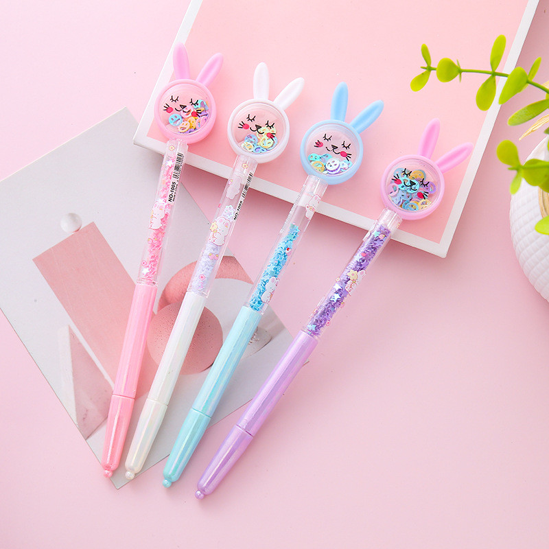1 Pc Rabbit Sequins Quicksand Gel Pen Cartoon Student Writing ...