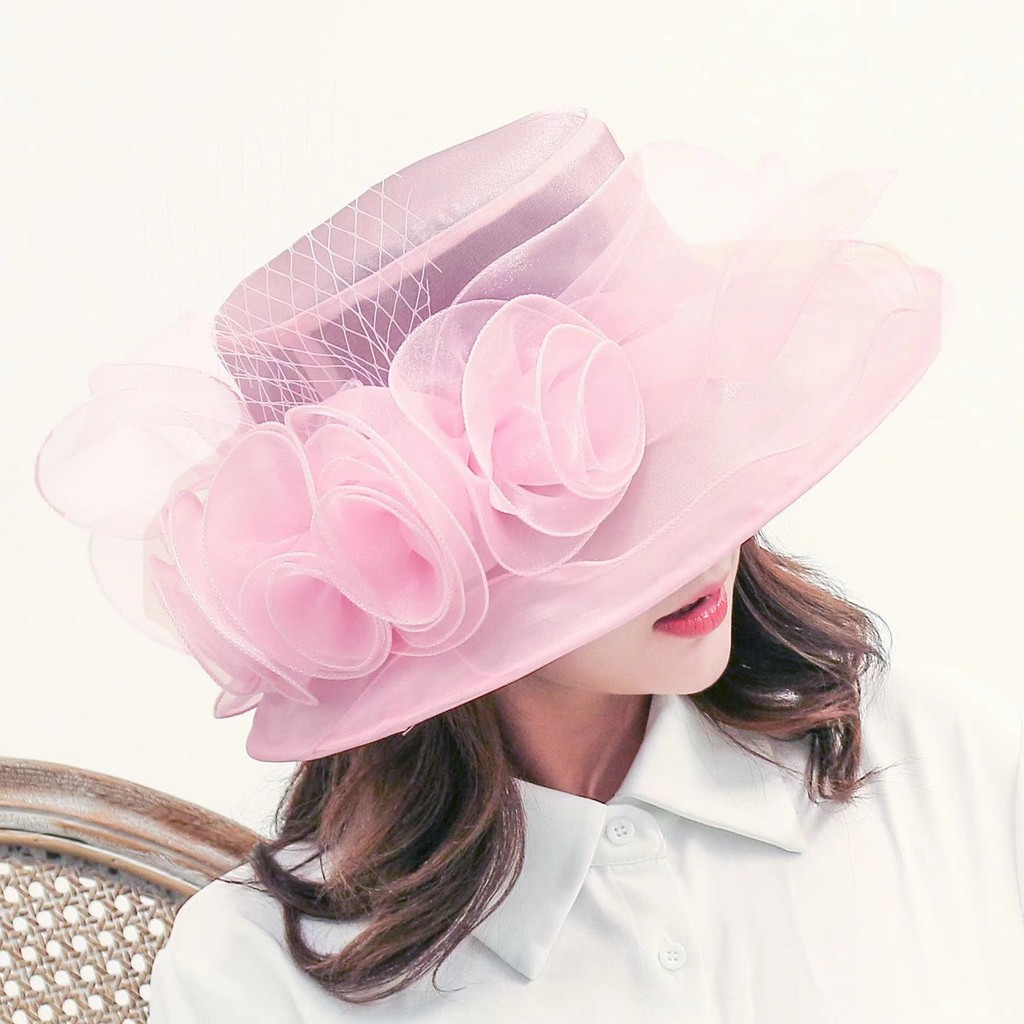 Bellady Big Brim Hat Organza Hats Summer Beach Cap Tea Party Wedding ...