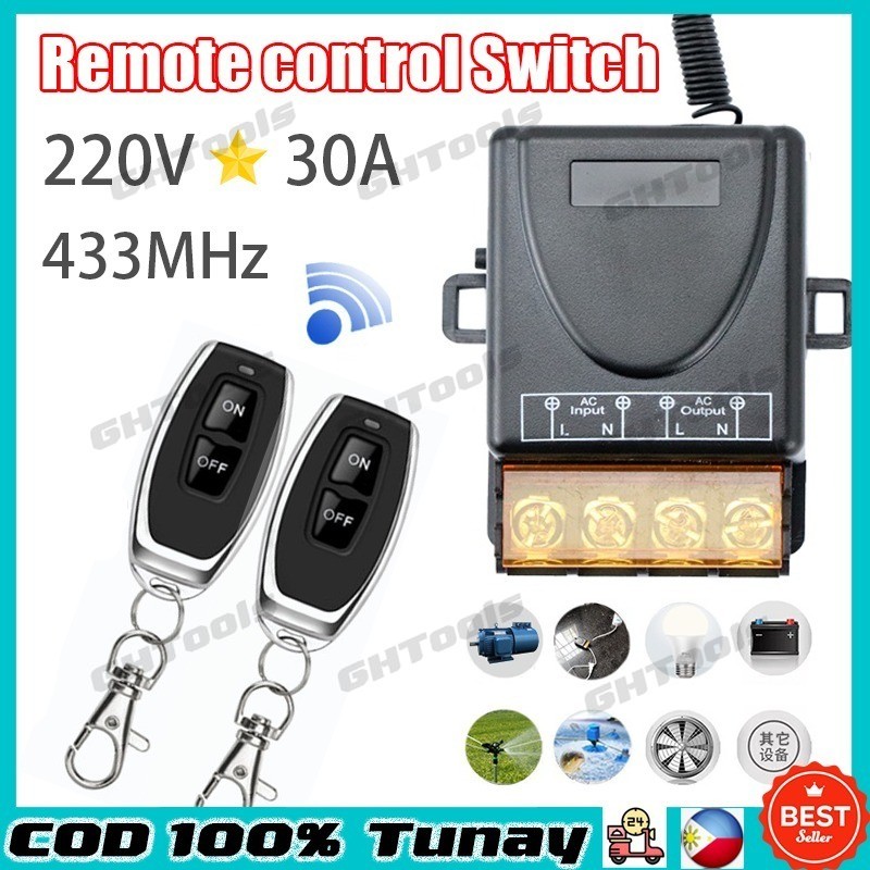433MHz 220V Water Pump Remote Control Switch Receiver ON/OFF Wireless ...