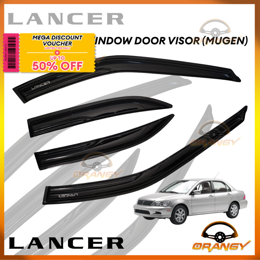 Mitsubishi Lancer 1997 to 2002 MUGEN TYPE Window Door Rain Visor Black ...
