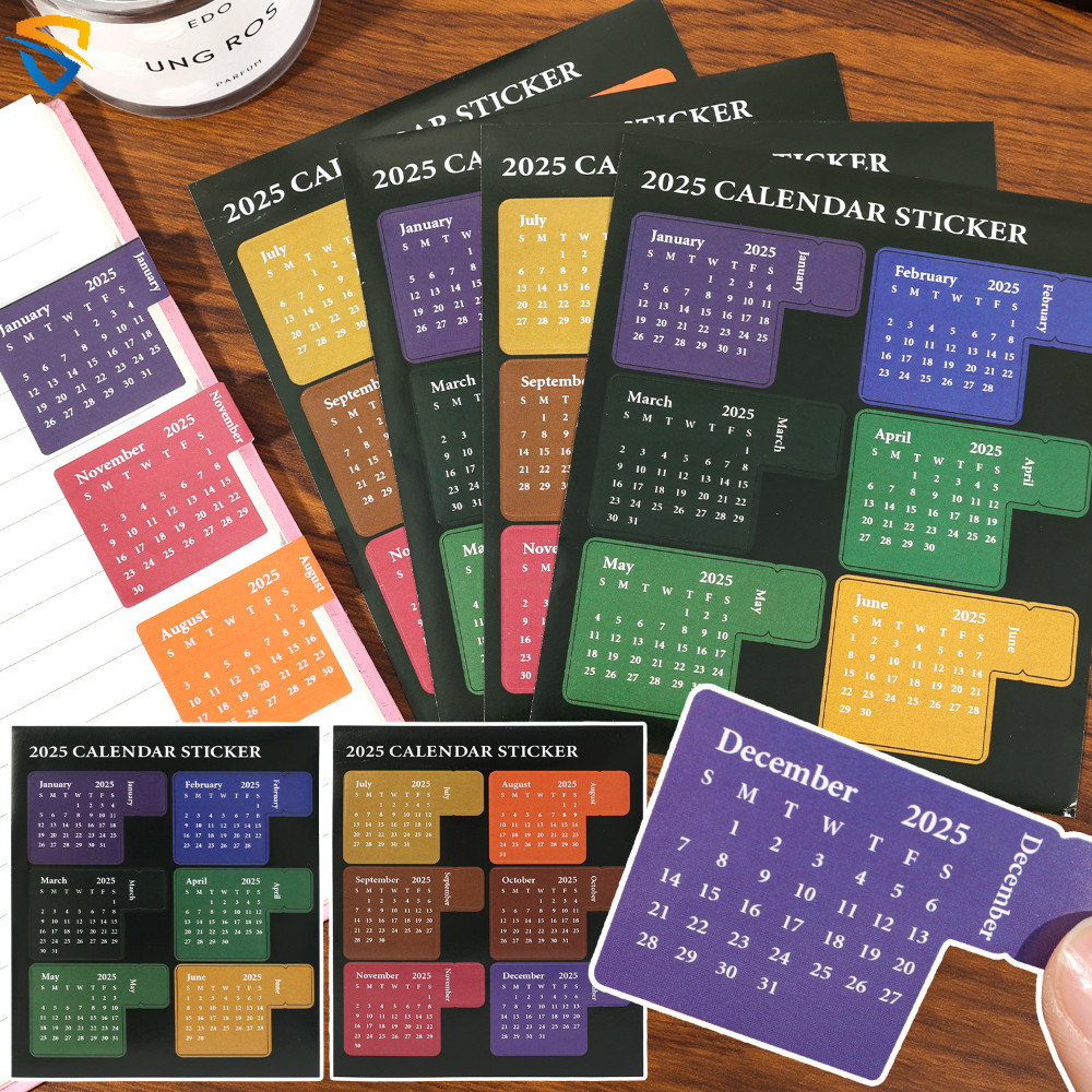 2025 Year Calendar Index Stickers Vintage Fashion Notebook Planner ...