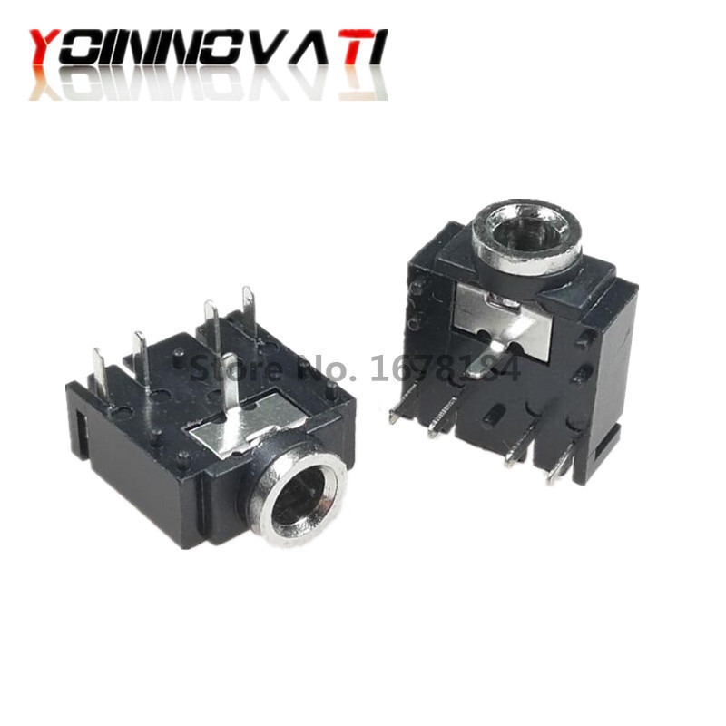 ⚜10PCS/100PCS PJ-307 PJ307 Black 3.5mm Stereo Jack Socket Audio Jack ...