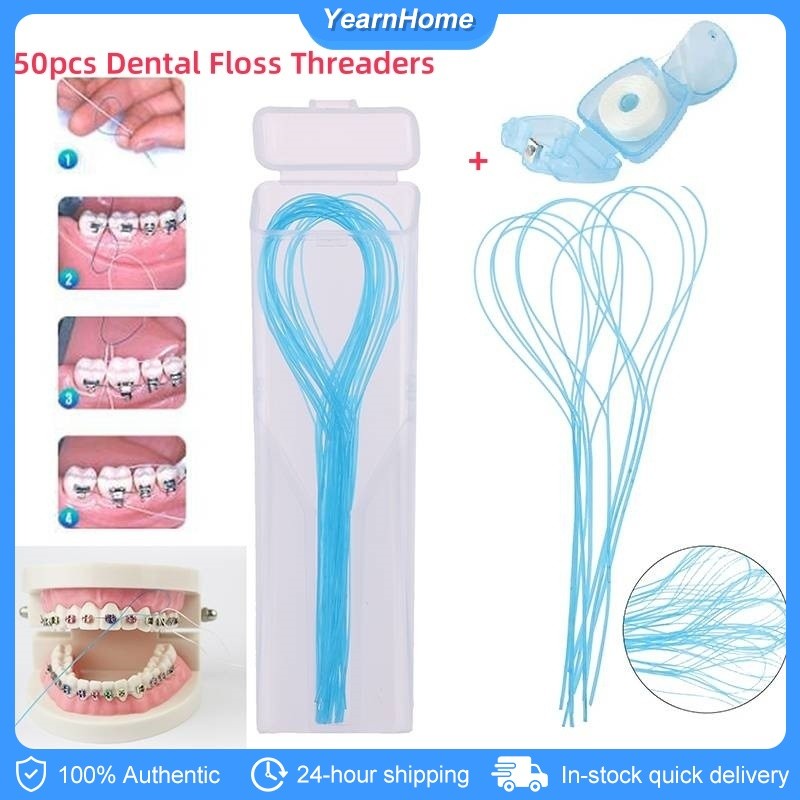 50Pcs Dental Floss Threaders Dental Traction Line Oral For Orthodontic ...