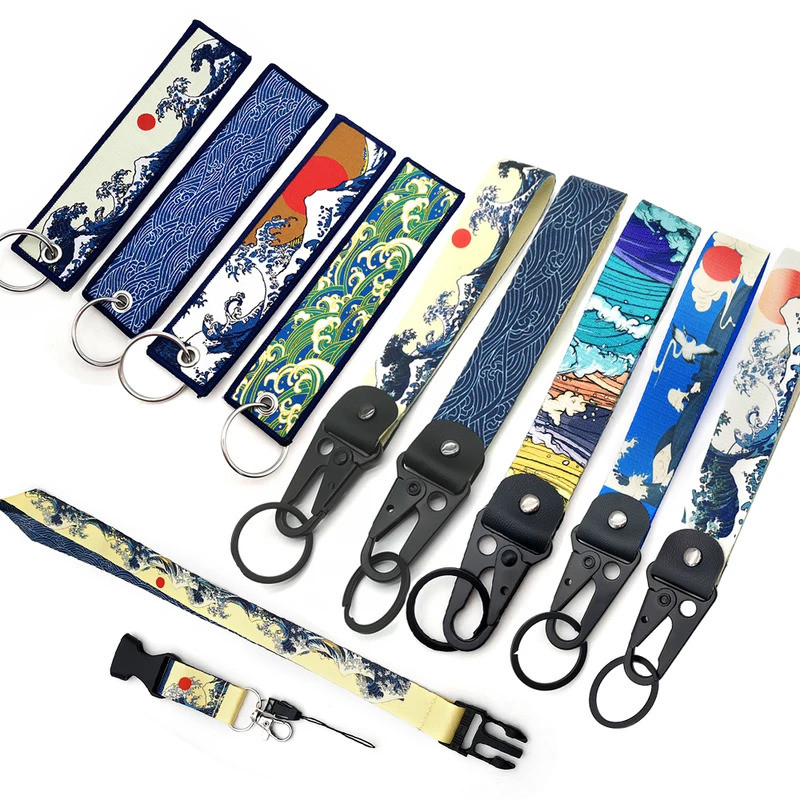 Waves JDM Car Keychain Nylon Thermal Transfer Key Ring Neck Lanyard ...