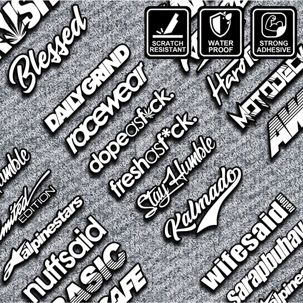 White Thai Sticker for Motorycle Design Set 5 Vinyl Waterproof Sticker ...