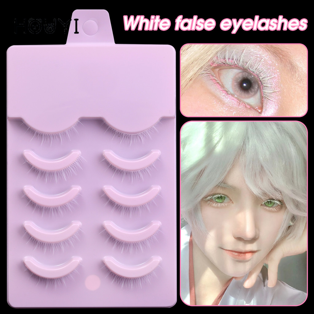 3D Full Strip White False Eyelashes - Cosplay Halloween Snow Color Eye ...