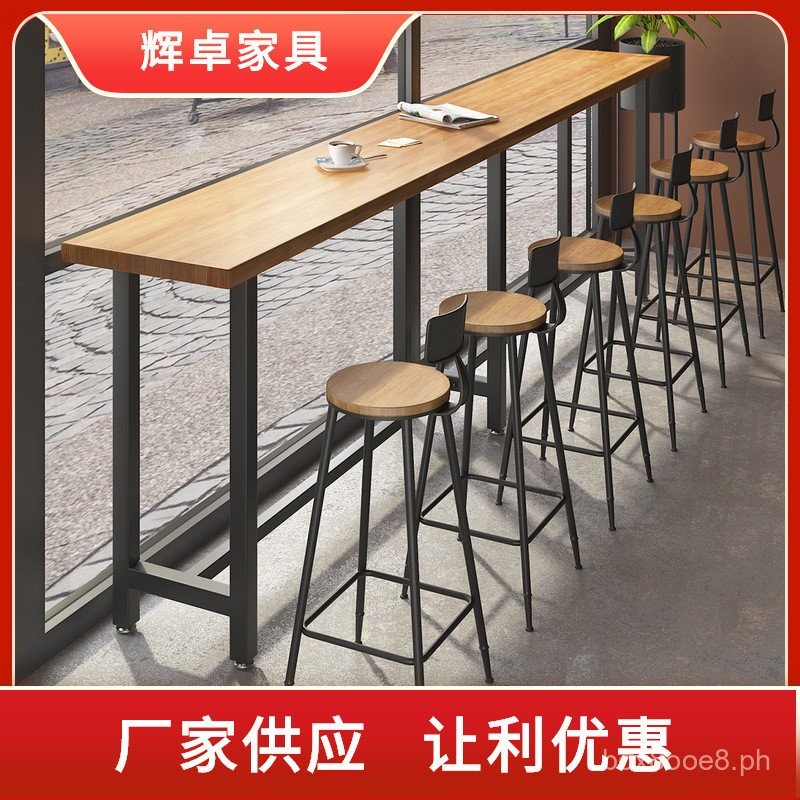 Modern Solid Wood Bar Table and Chair Combination Commercial Milk Tea ...
