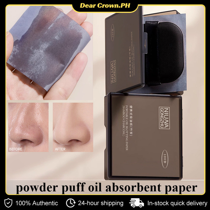 Powder Puff Oil Absorbent Paper with Puff,mirror Gentle Removes Oil and ...