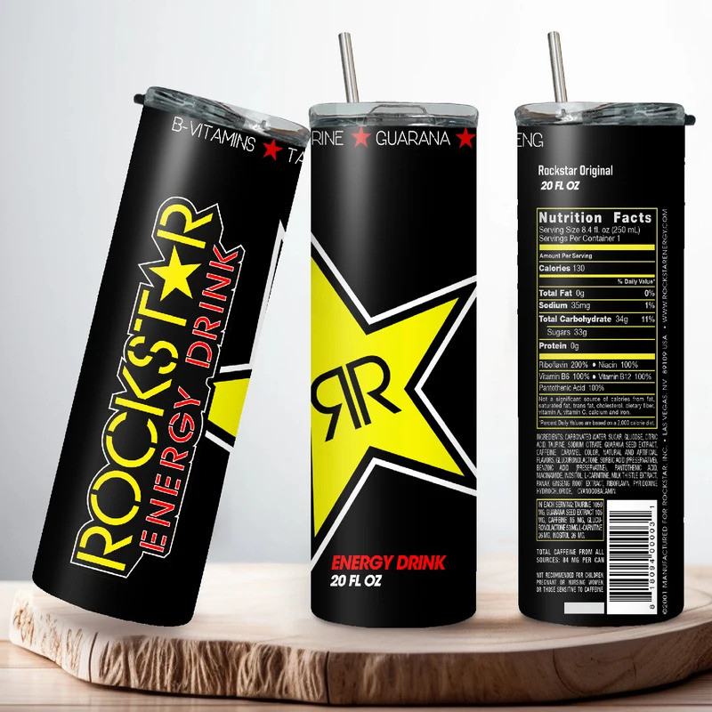 20oz Rockstar Energy Drink Insulated Skinny Tumbler Coffee Cup With ...