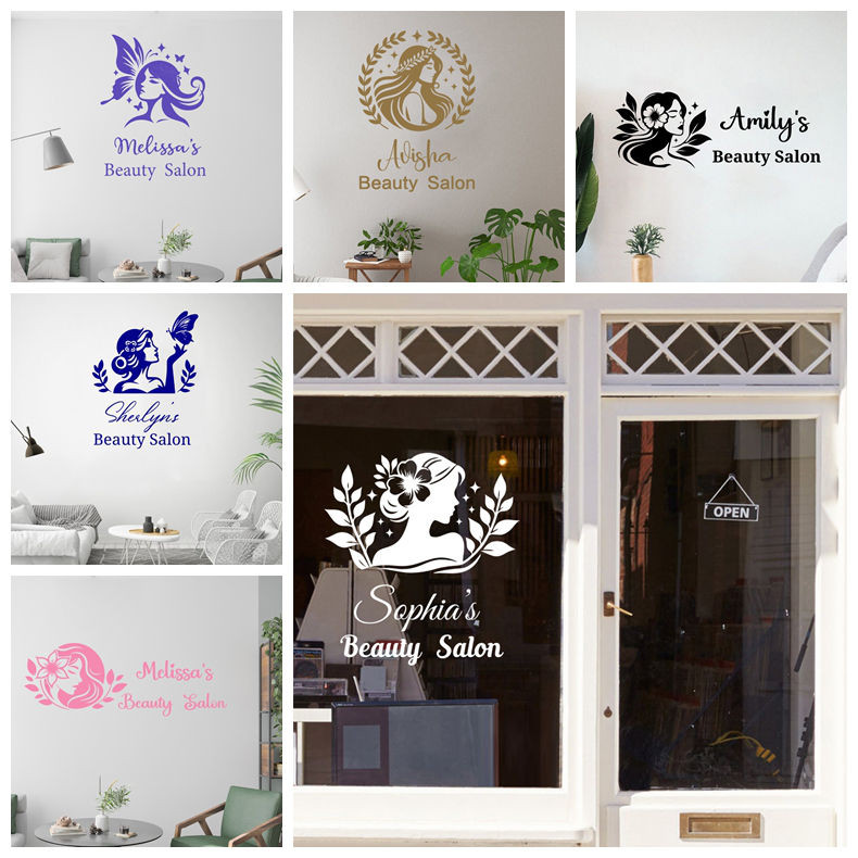 Customized name beauty salon spa stickers, art stickers, Wallpaper ...