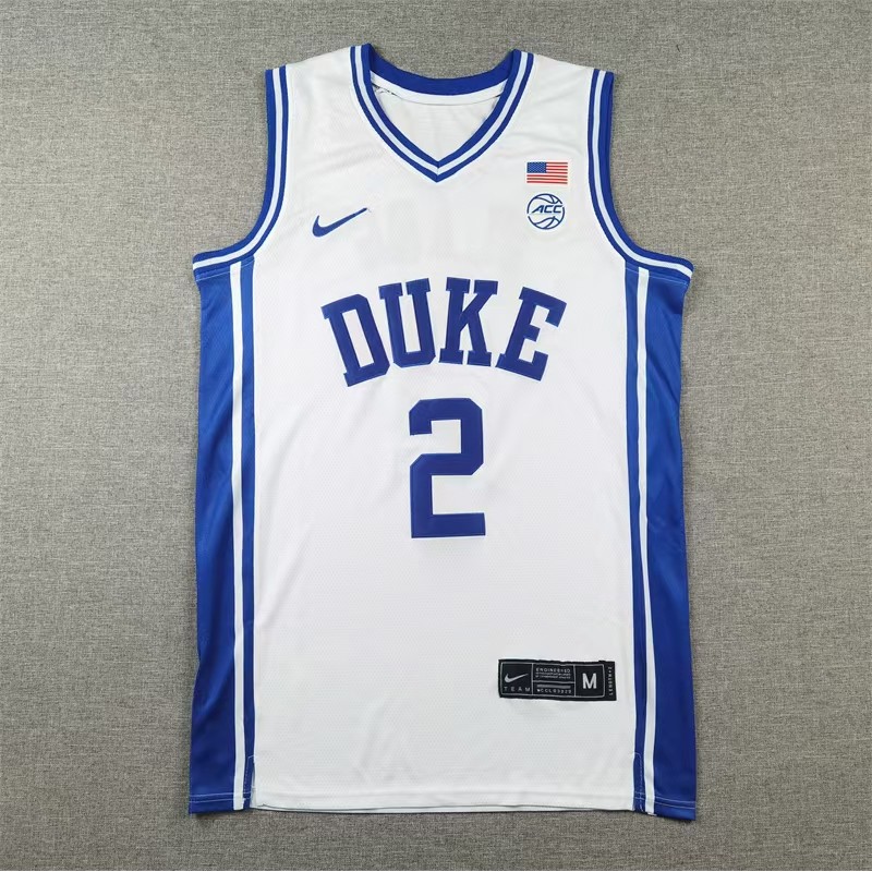 Duke University No. 2 Flag FLAGG Basketball Uniform Embroidery White ...