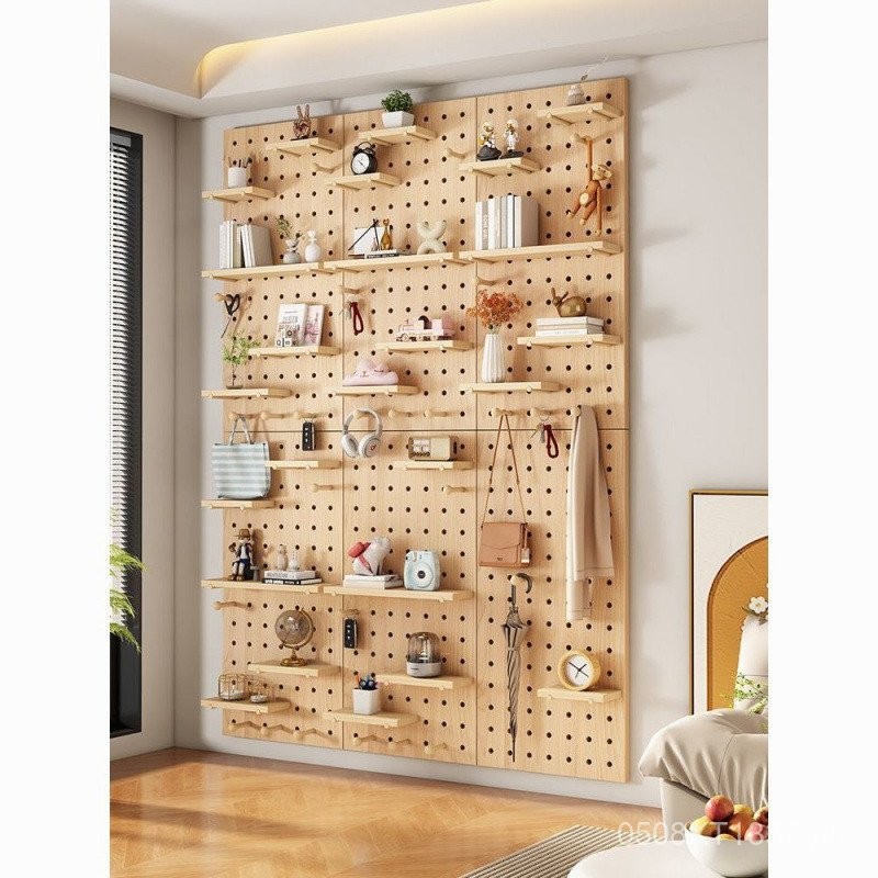 Bookshelf Wooden Partition Board Pegboard Living Room Wall Storage Rack ...