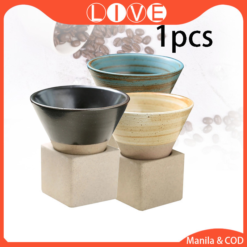 100ml Retro Ceramic Coffee Mugs Triangular Cone Shape Porcelain Tea-Cup ...