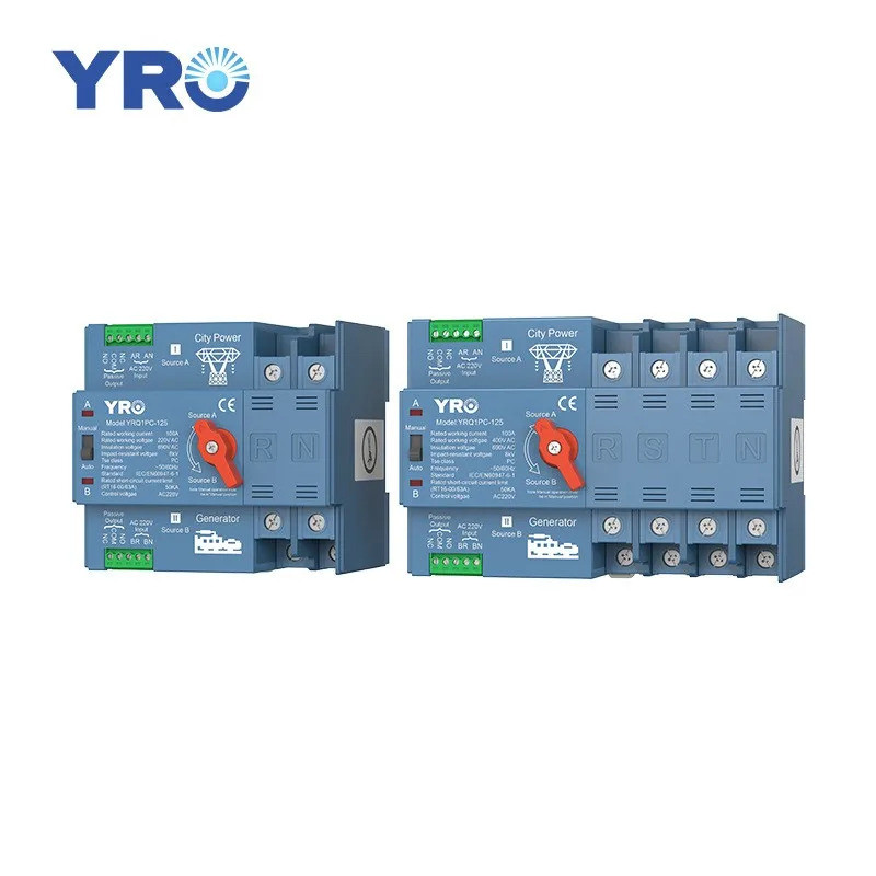 400VAC 220VAC 63A 2P 4P 125A Single Phase ATS Automatic Transfer Switch ...