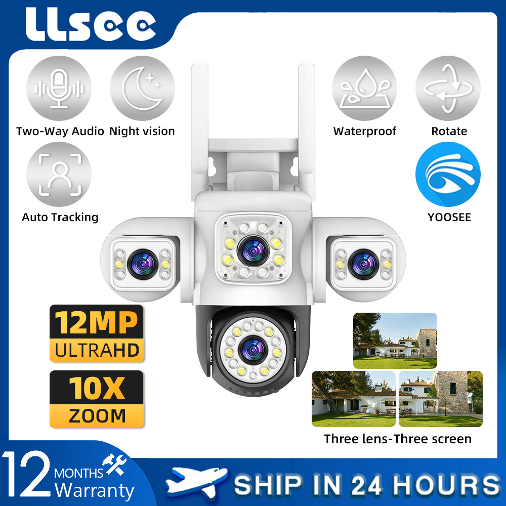 LLSEE YOOSEE three lens 12MP 6K monitor wireless WIFI outdoor camera ...
