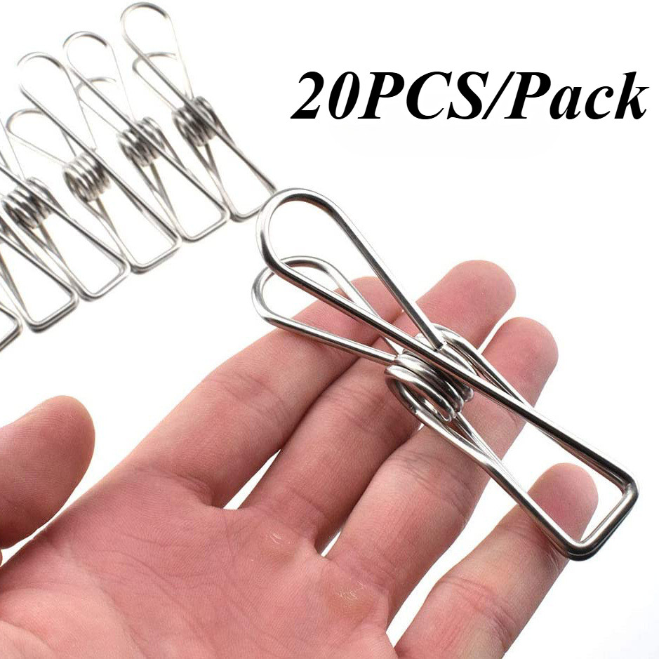20Pcs Multipurpose Stainless Steel Clips Clothing Clamps Sealing Clip ...