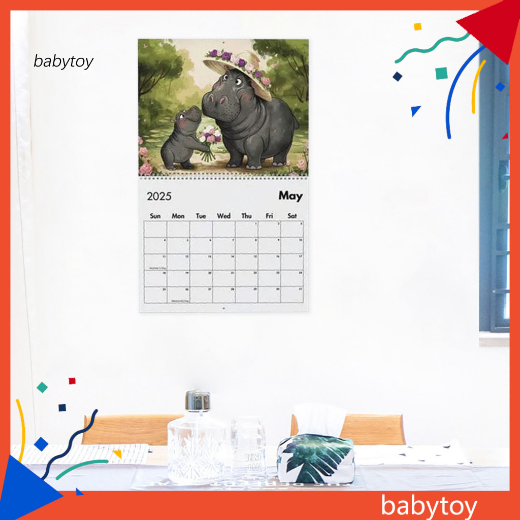 BABY Colorful Monthly Planner Cute Cartoon Calendar 2025 Cute Hippo ...