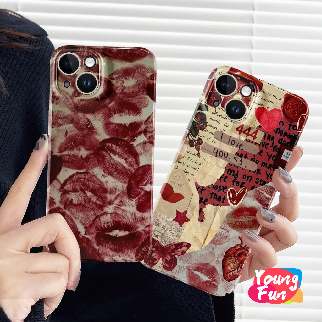 Vintage Red Lips Case for iPhone 16 ProMax 15 12 ProMax 11 14 XR 13 11 ...