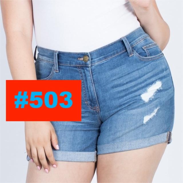 503 Tattered Highwaist Shorts August Denim Strechable Plus size Big size Curvy / booty fit ...