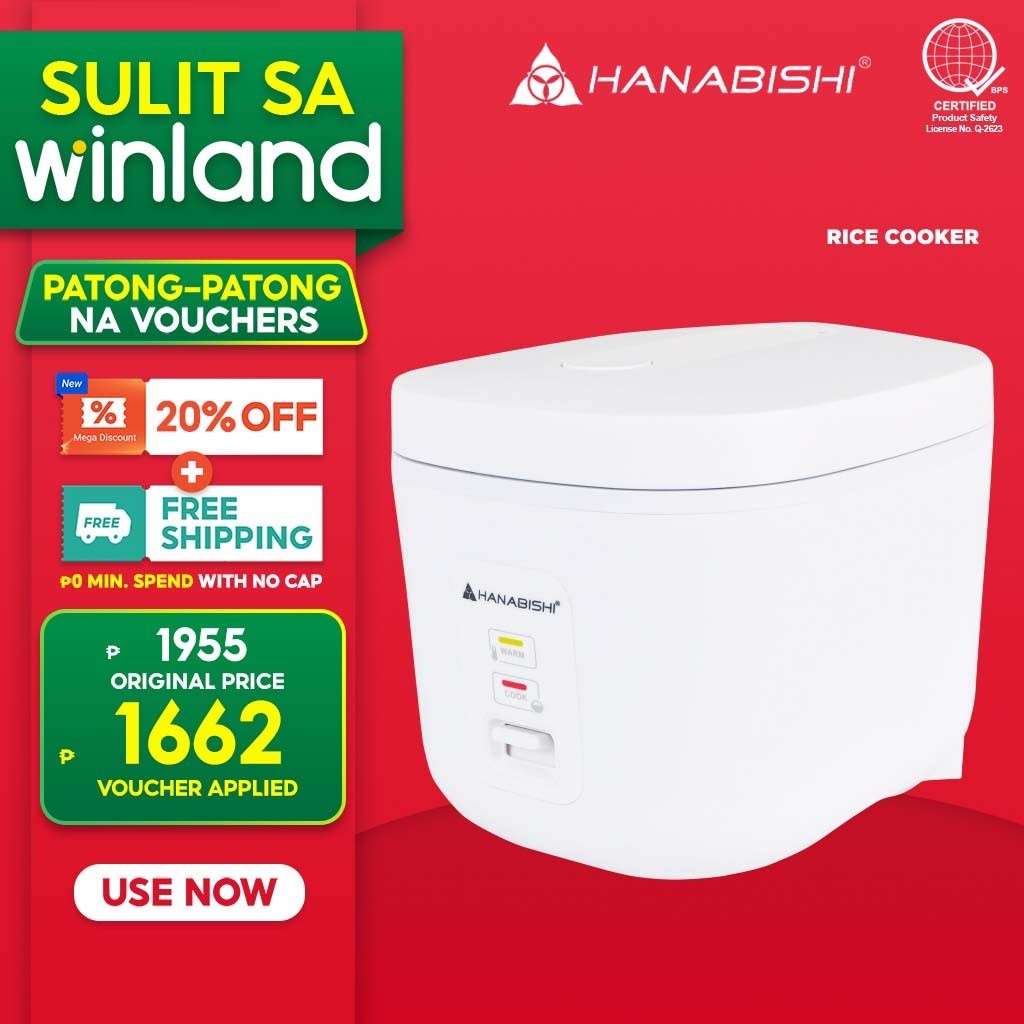 Hanabishi by Winland Automatic Square Rice Cooker 1.5L serves 7 cups ...