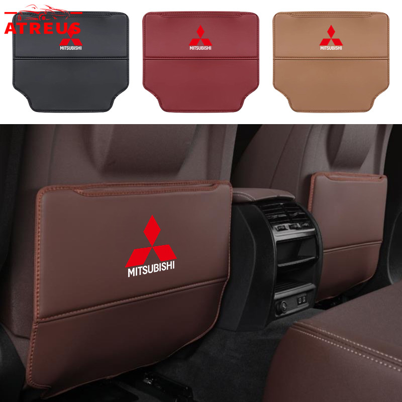 1pc Mitsubishi Leather Car Seat Back Anti Kick Pad Protector Cover