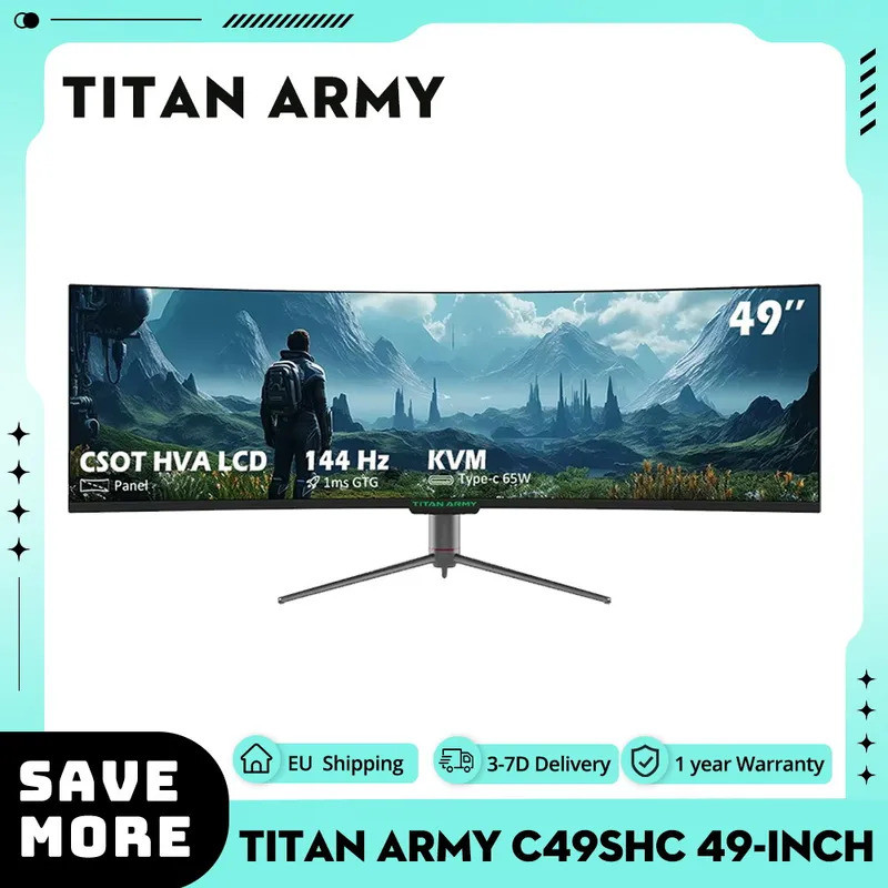 TITAN ARMY C49SHC 49-inch Gaming Monitor, 3840*1080 CSOT HVA Panel, 32: ...