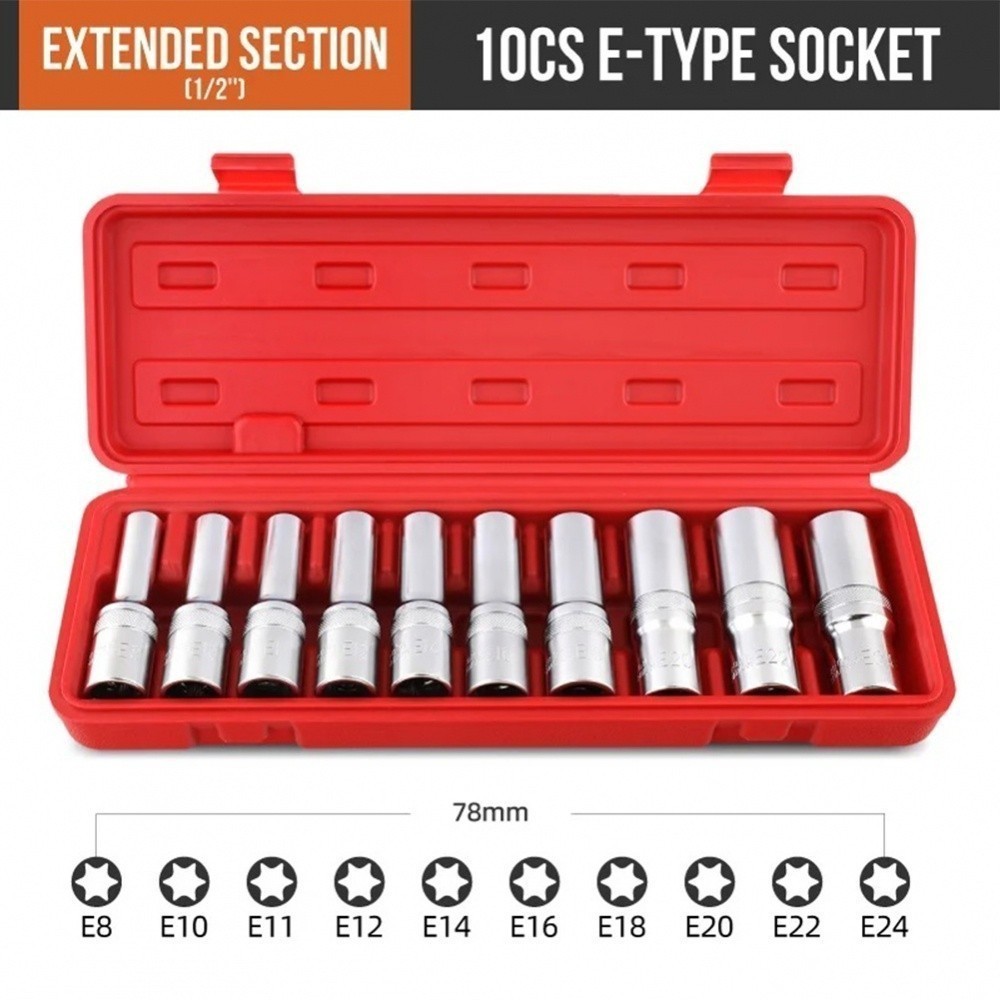 Long lasting Torx Star Socket Set 10PCS 12inch Deep Socket Adapter E ...