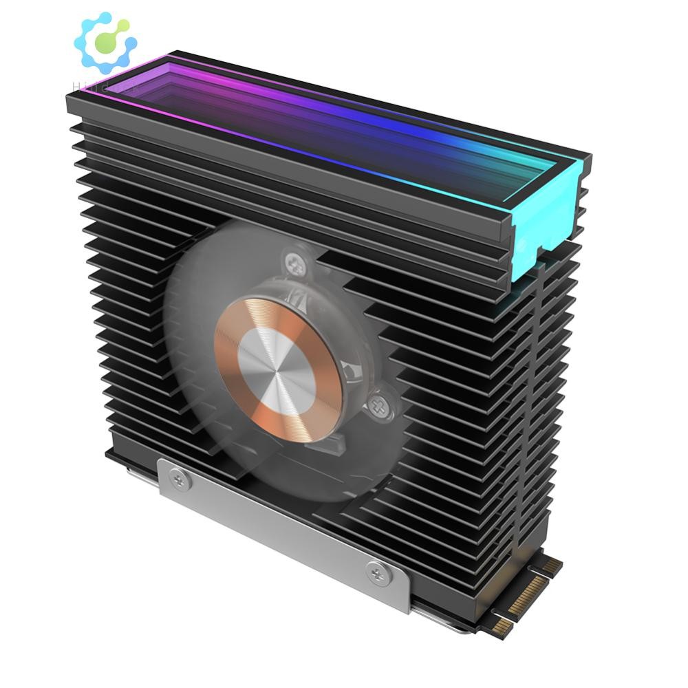 5V 3Pin ARGB M.2 2280 SSD Heatsink with Dual 50MM PWM Cooling Fan ...