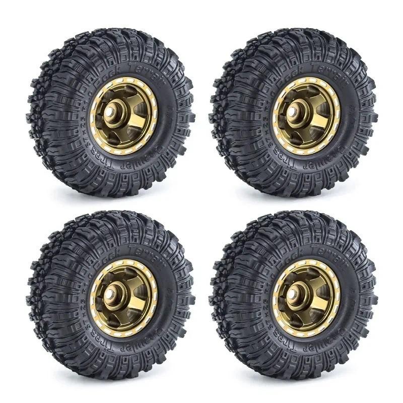 4pcs 57mm 1.0" Metal Beadlock Wheel Tire Set For 1/18 1/24 RC Crawler Car TRXS 4M SCX24 AX24 ...