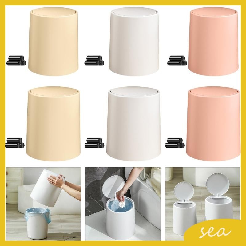 SC Space Saving Hand Press Type Trash Receptacle Garbage Can for ...