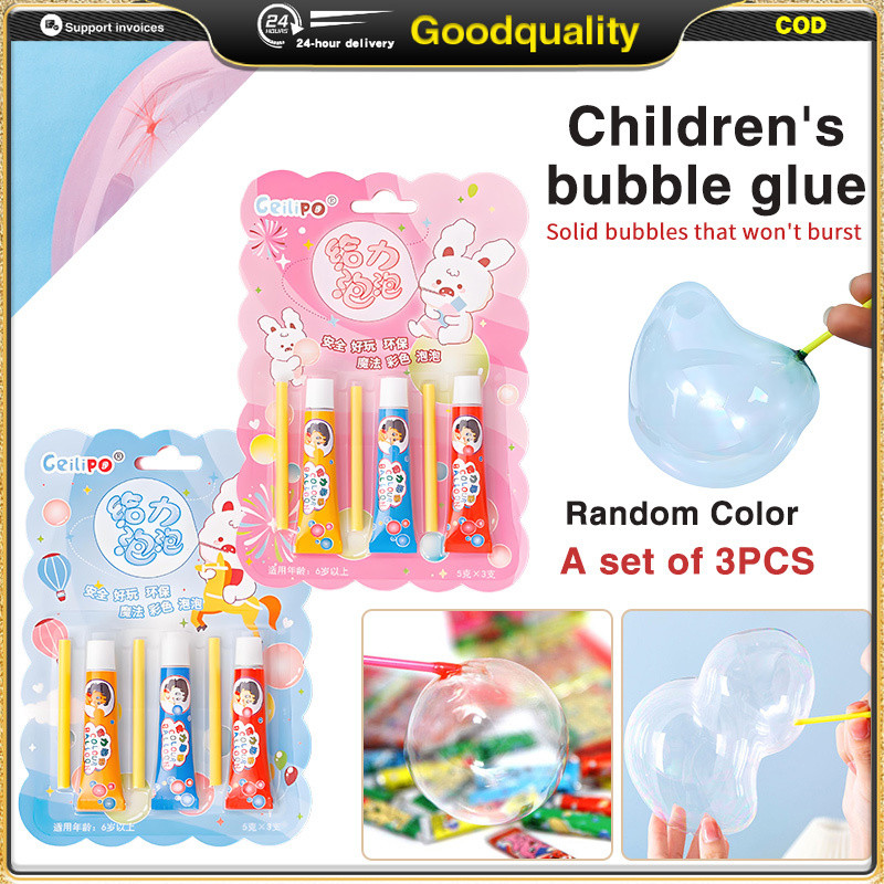 3pcs Safe Magic Bubble Glue Toy Blowing Colorful Bubble Ball Plastic ...