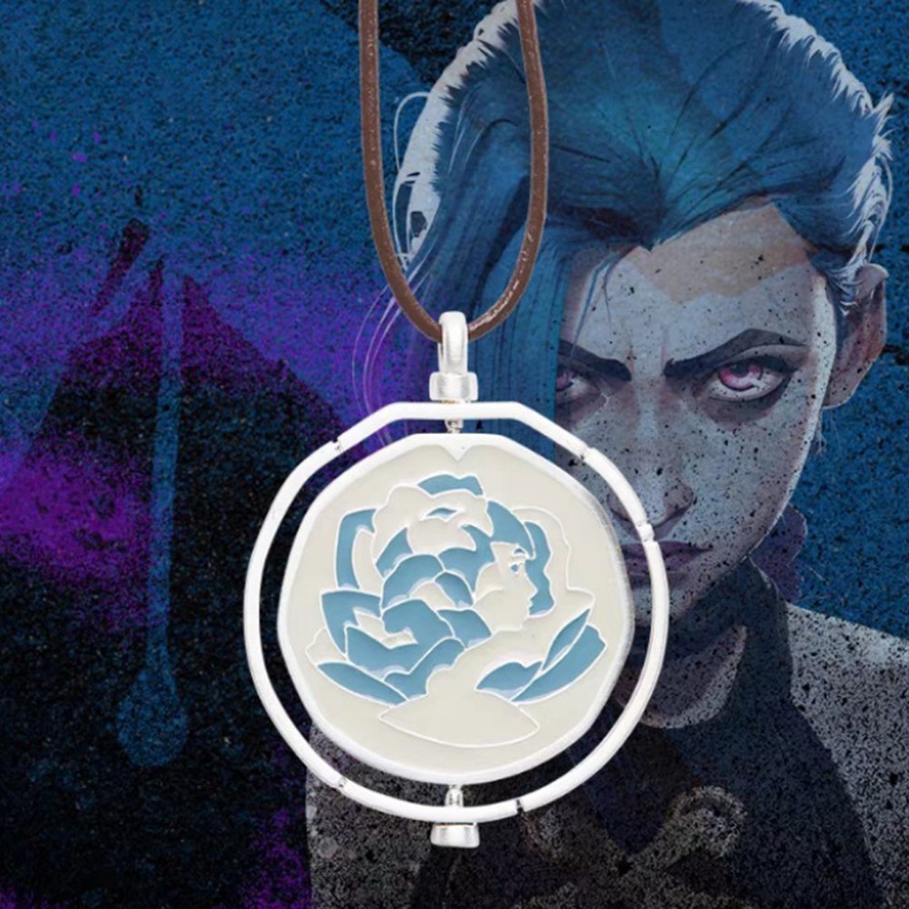 Rotating Feature Blue Rose Necklace with Jinx and Ekko from League of ...